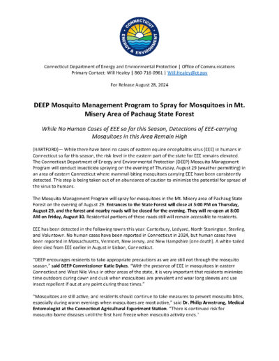 DEEP Mosquito Management Program to Spray for Mosquitoes in Mt. Misery ...